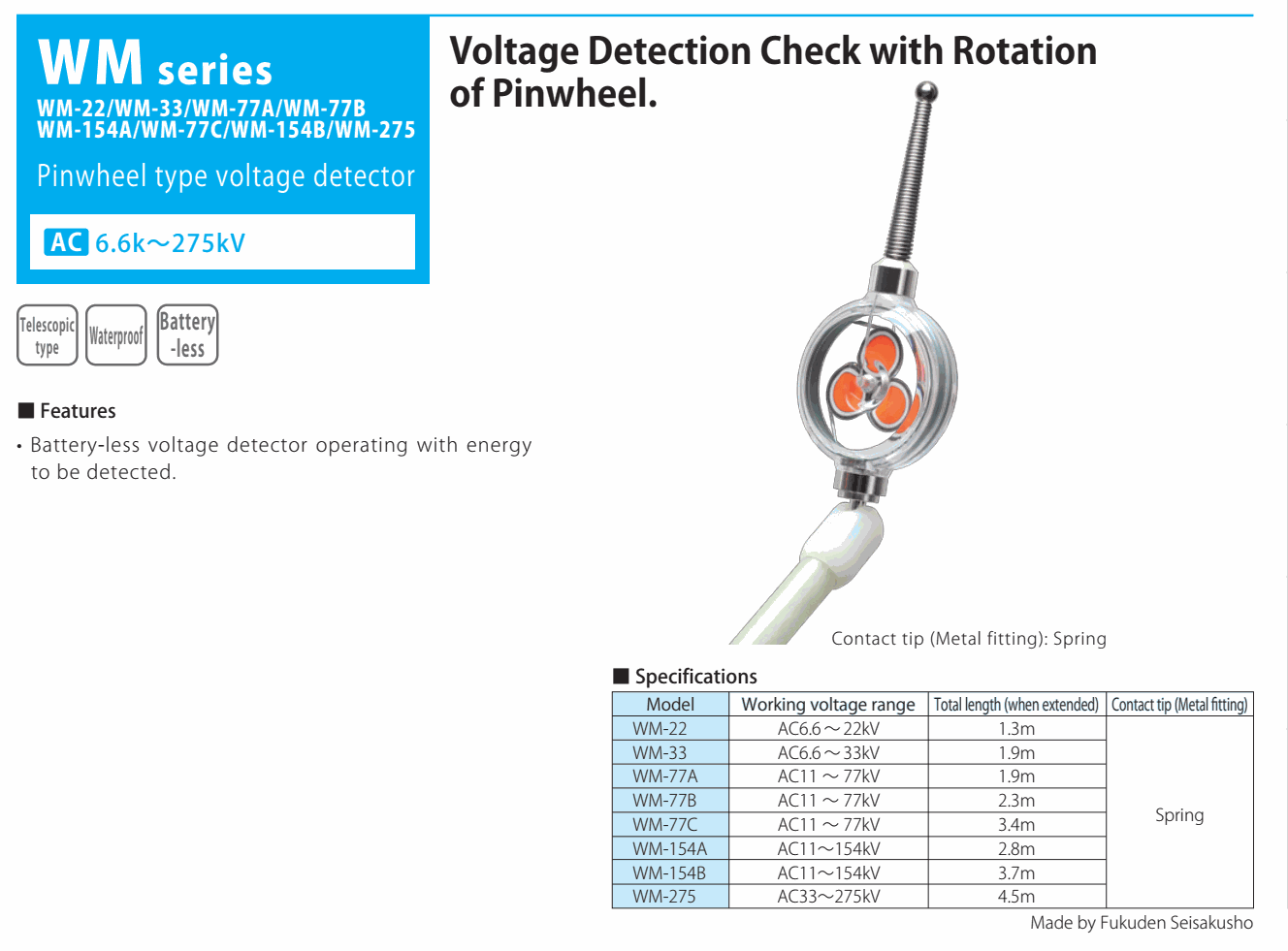 HASEGAWA WM-77A Pinwheel Type Voltage Detector (AC11～77kV) | EMIN.ASIA