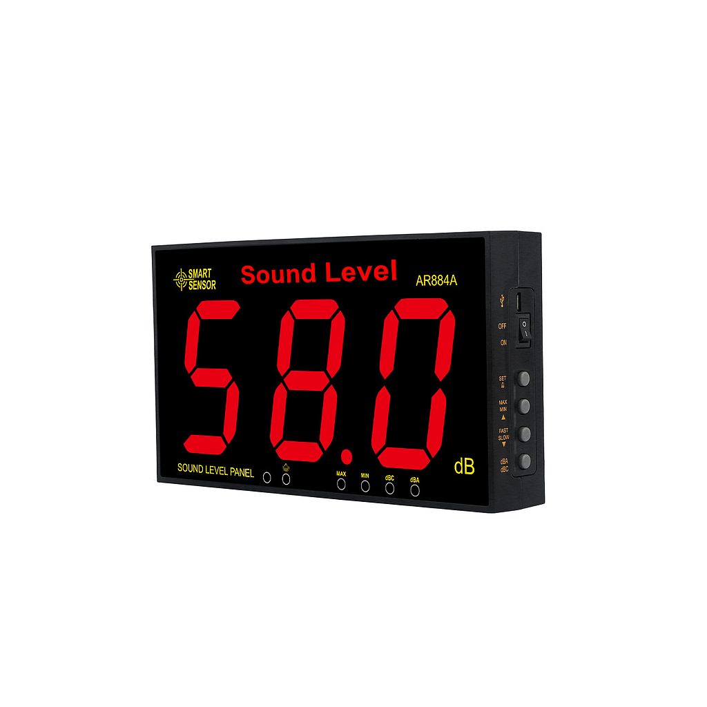 SMARTSENSOR AR884A Wall Mount Sound Level Meter (30~130 dBA, 35~130 dBC ...